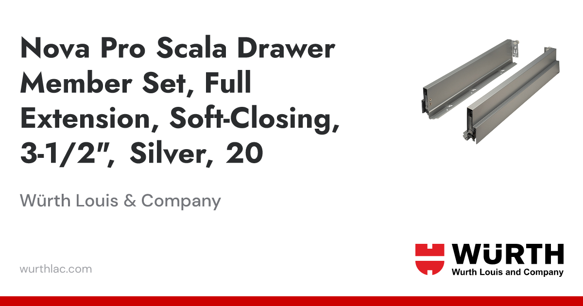 Nova Pro Scala Drawer Member Set, Full Extension, Soft-Closing, 3-1/2", Silver, 20 | Würth Louis ...
