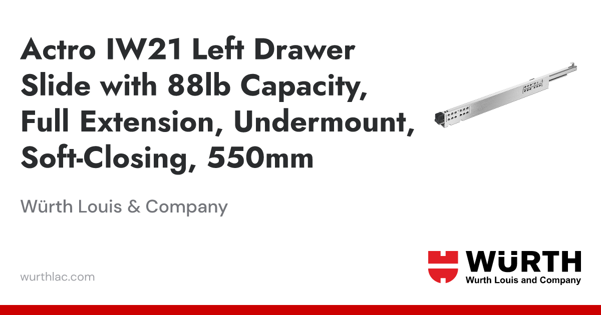 Actro IW21 Left Drawer Slide with 88lb Capacity, Full Extension ...
