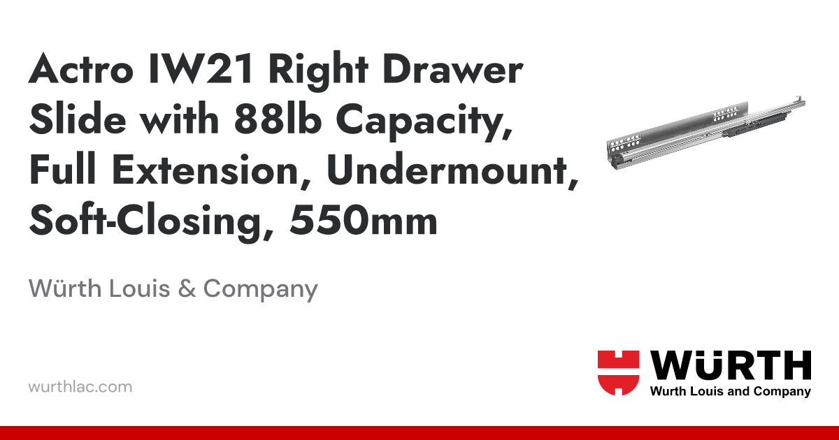 Actro IW21 Right Drawer Slide with 88lb Capacity, Full Extension ...