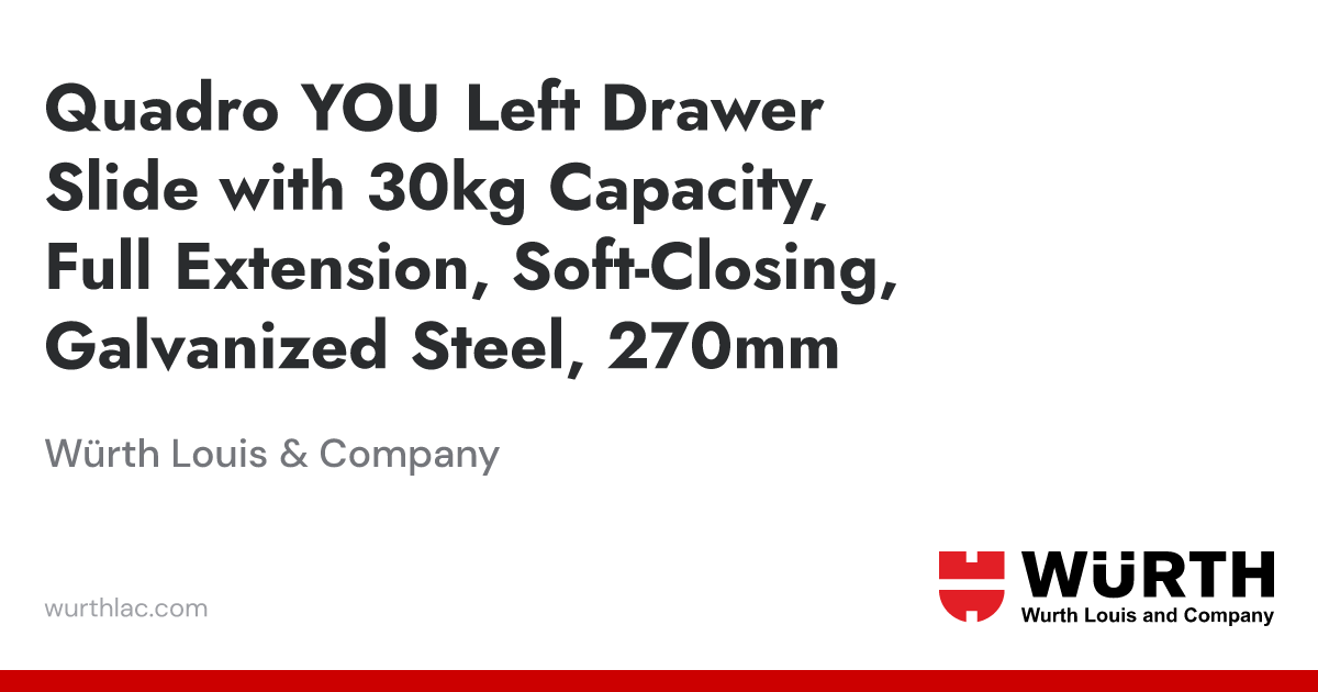 Quadro YOU Left Drawer Slide with 30kg Capacity, Full Extension, Soft ...