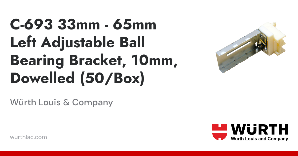 C-693 33mm - 65mm Left Adjustable Ball Bearing Bracket, 10mm, Dowelled ...