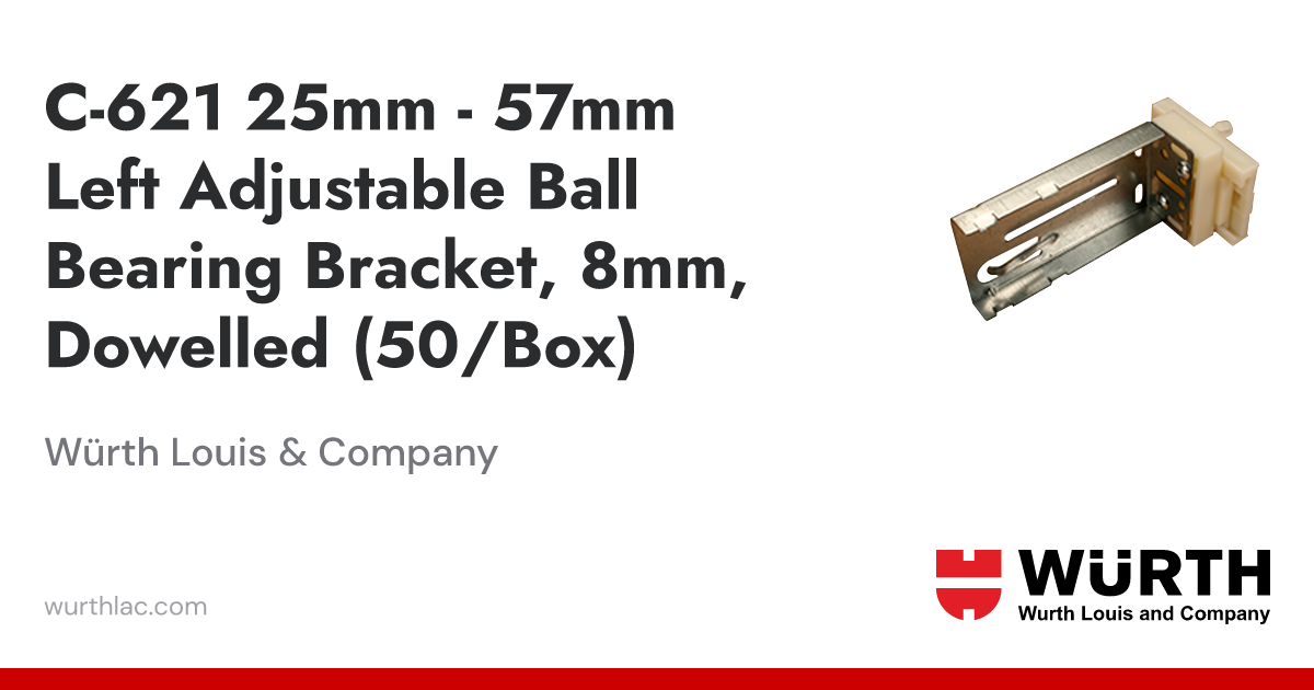 C-621 25mm - 57mm Left Adjustable Ball Bearing Bracket, 8mm, Dowelled ...