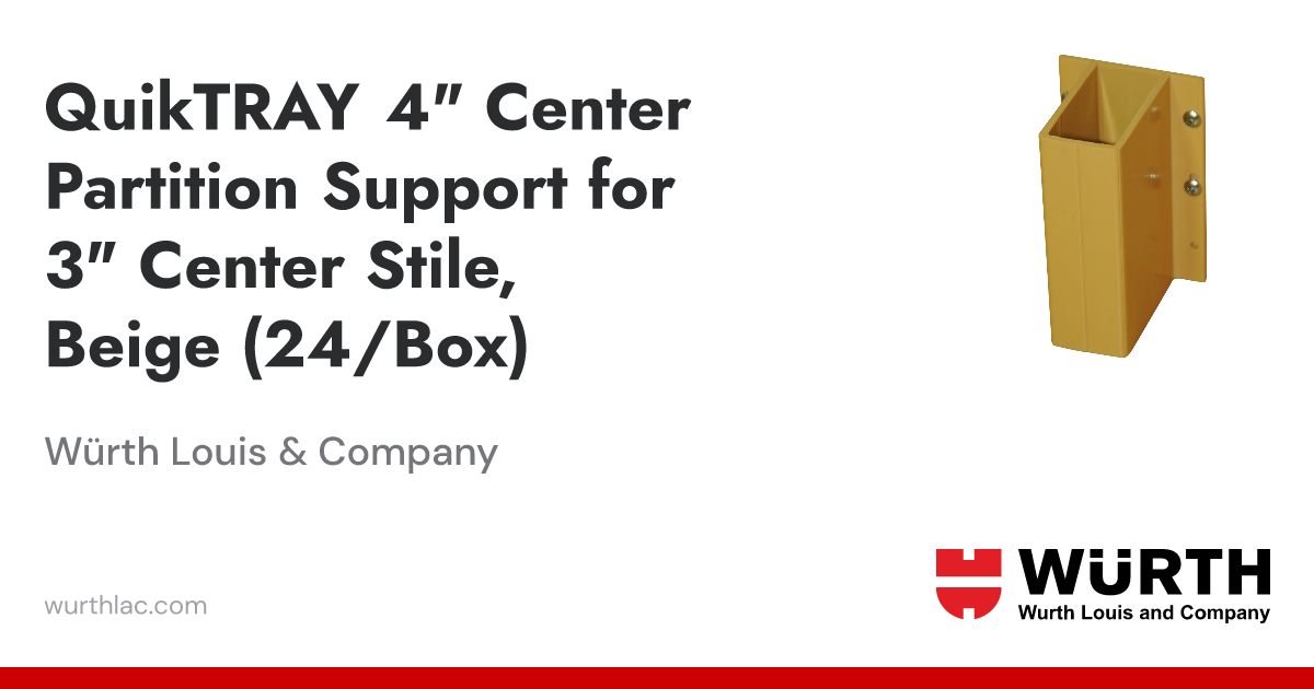 QuikTRAY 4" Center Partition Support for 3" Center Stile, Beige (24/Box ...