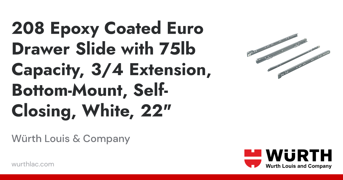 208 Epoxy Coated Euro Drawer Slide with 75lb Capacity, 3/4 Extension ...
