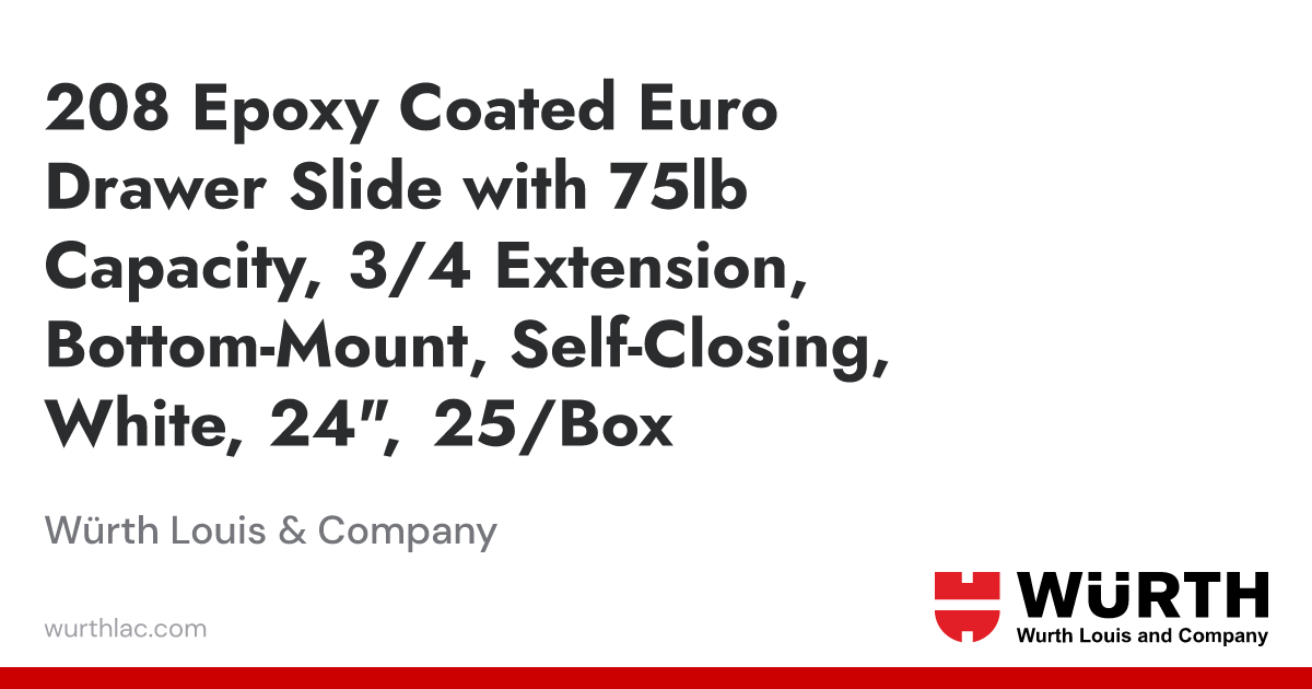 208 Epoxy Coated Euro Drawer Slide with 75lb Capacity, 3/4 Extension ...