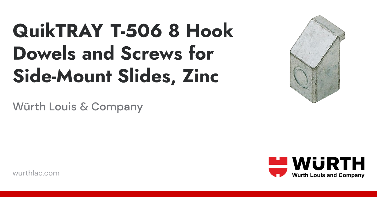 QuikTRAY T-506 8 Hook Dowels and Screws for Side-Mount Slides, Zinc ...