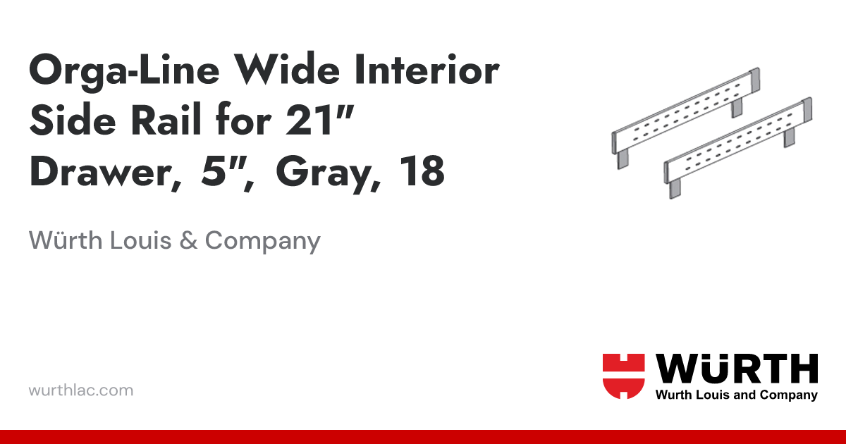Orga-Line Wide Interior Side Rail for 21" Drawer, 5", Gray, 18 | Würth ...