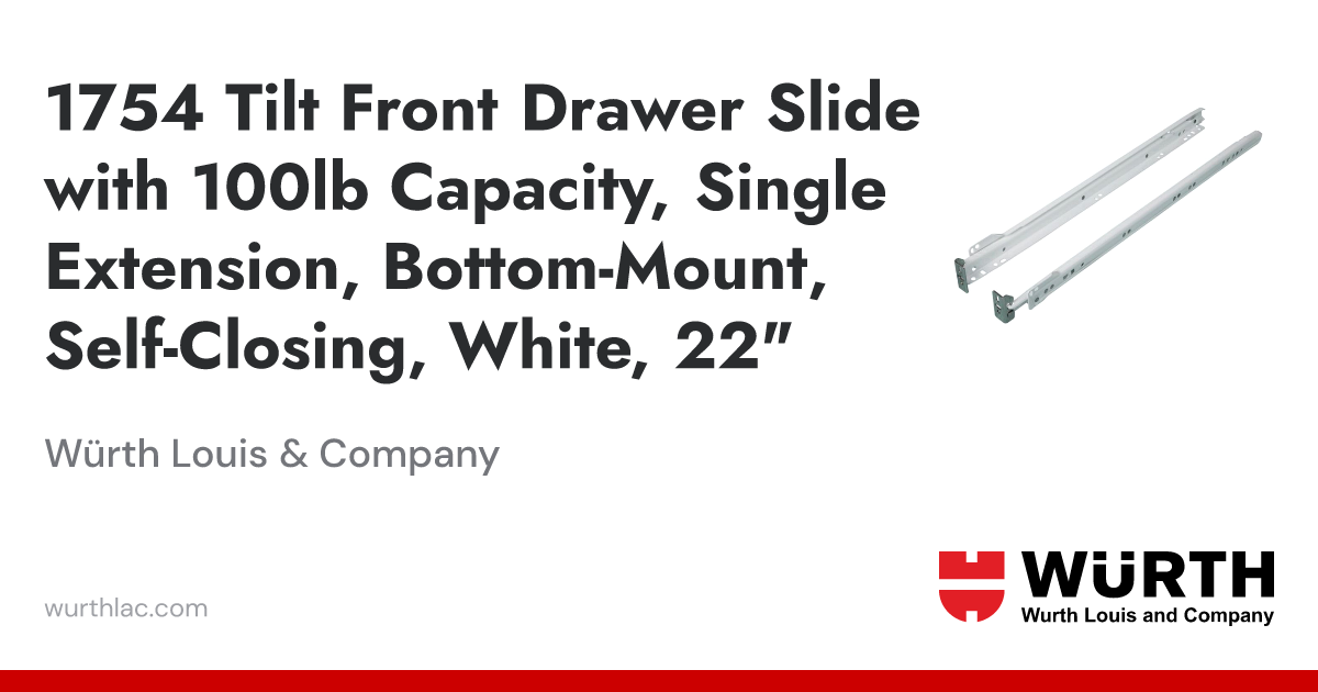 1754 Tilt Front Drawer Slide with 100lb Capacity, Single Extension ...