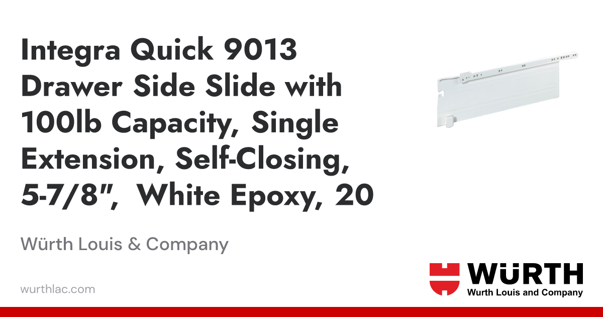 Integra Quick 9013 Drawer Side Slide with 100lb Capacity, Single Extension, Self-Closing, 5-7/8 ...