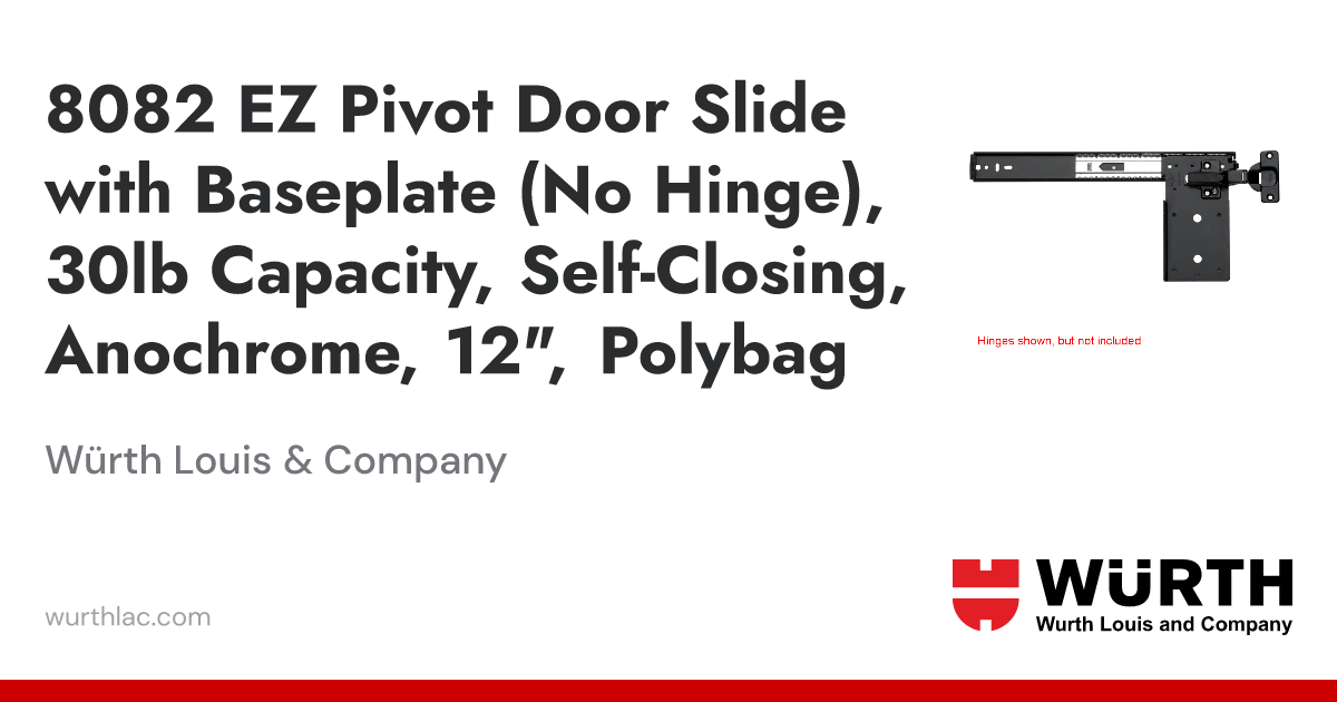 8082 EZ Pivot Door Slide with Baseplate (No Hinge), 30lb Capacity, Self-Closing, Anochrome, 12 ...