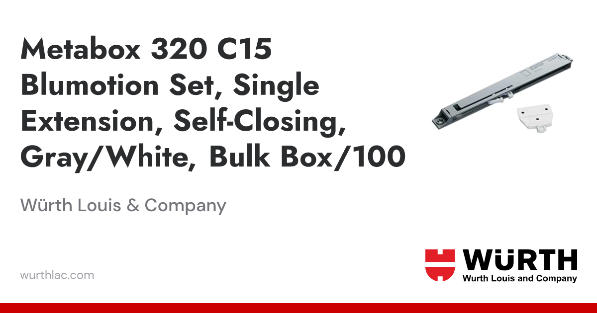 Metabox 320 C15 Blumotion Set, Single Extension, Self-Closing, Gray/White, Bulk Box/100 | Würth ...