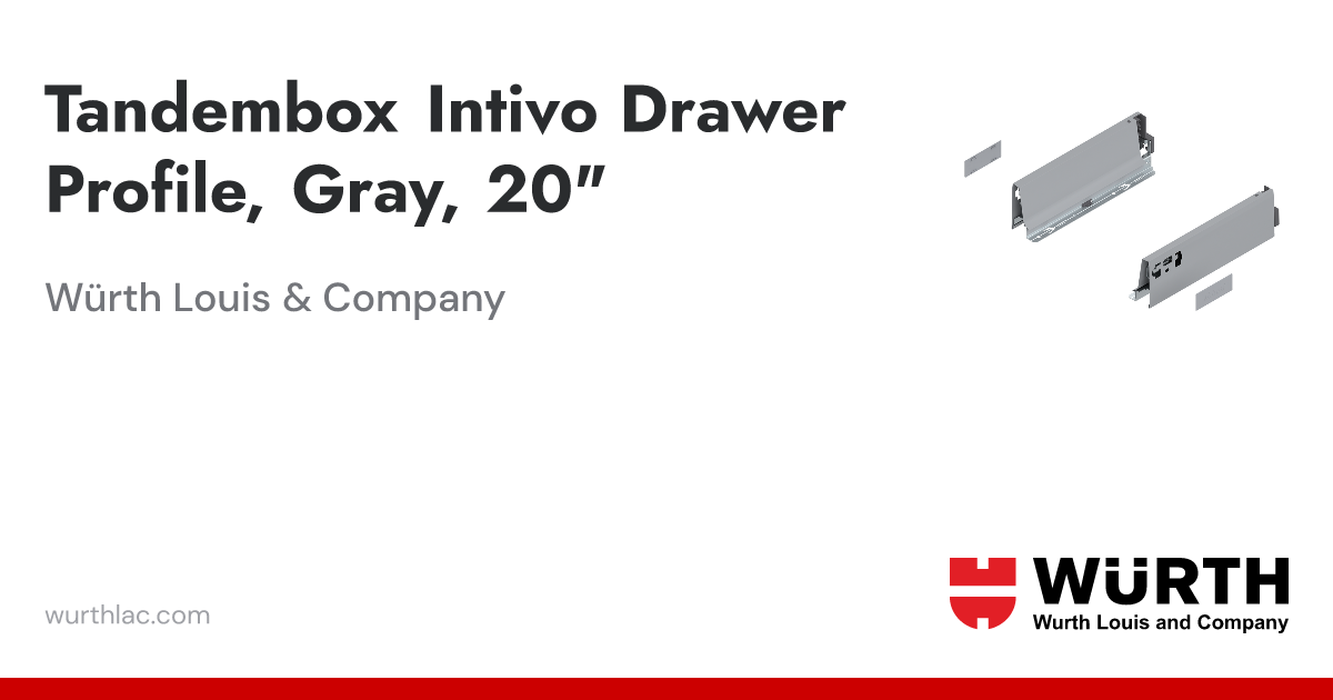 Tandembox Intivo Drawer Profile, Gray, 20" | Würth Louis & Company