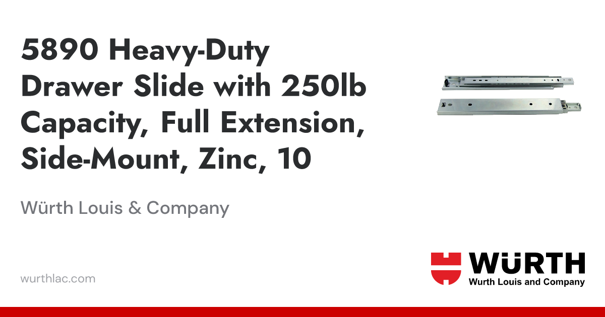 5890 Heavy-Duty Drawer Slide with 250lb Capacity, Full Extension, Side ...