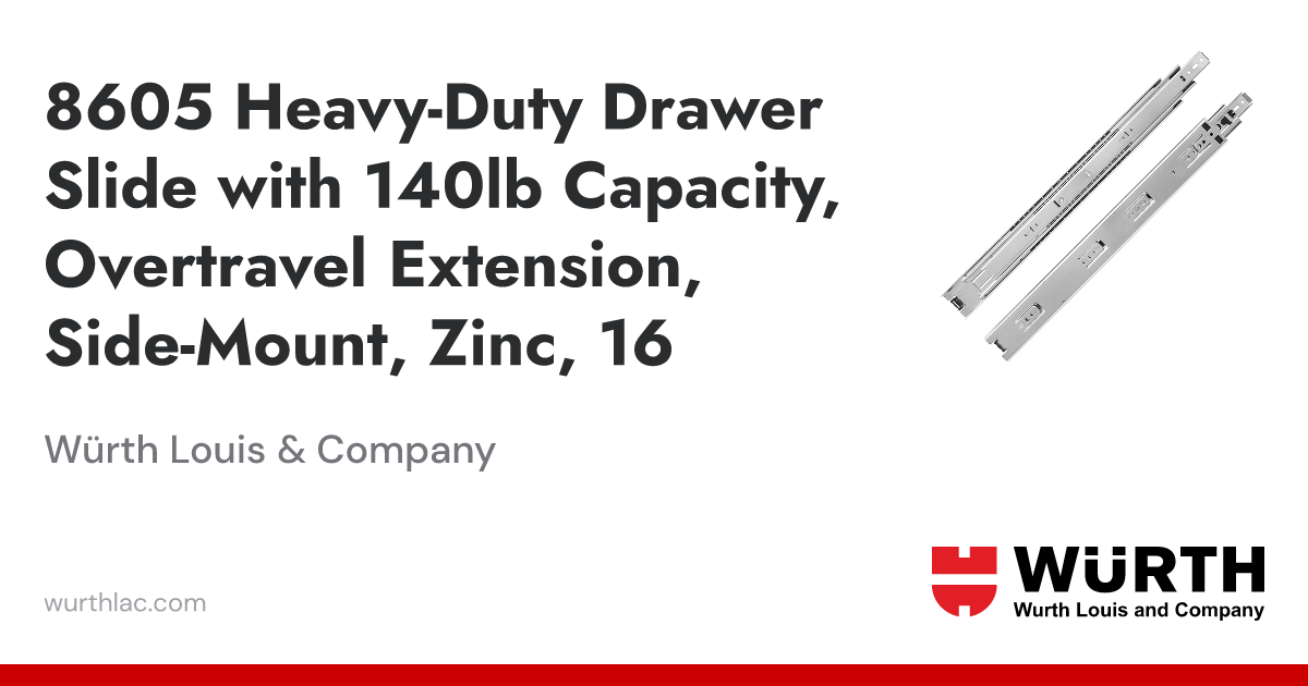 8605 Heavy-Duty Drawer Slide with 140lb Capacity, Overtravel Extension ...