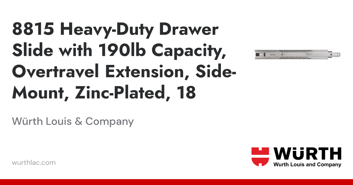 8815 Heavy-Duty Drawer Slide with 190lb Capacity, Overtravel Extension ...