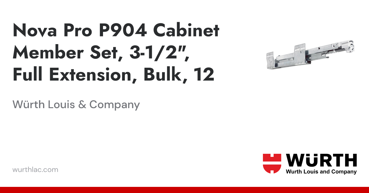Nova Pro P904 Cabinet Member Set, 3-1/2", Full Extension, Bulk, 12 ...