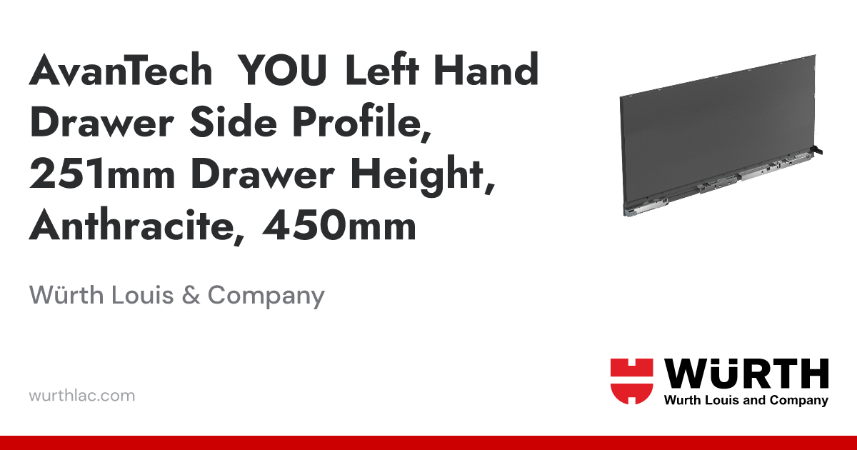 AvanTech YOU Left Hand Drawer Side Profile, 251mm Drawer Height ...