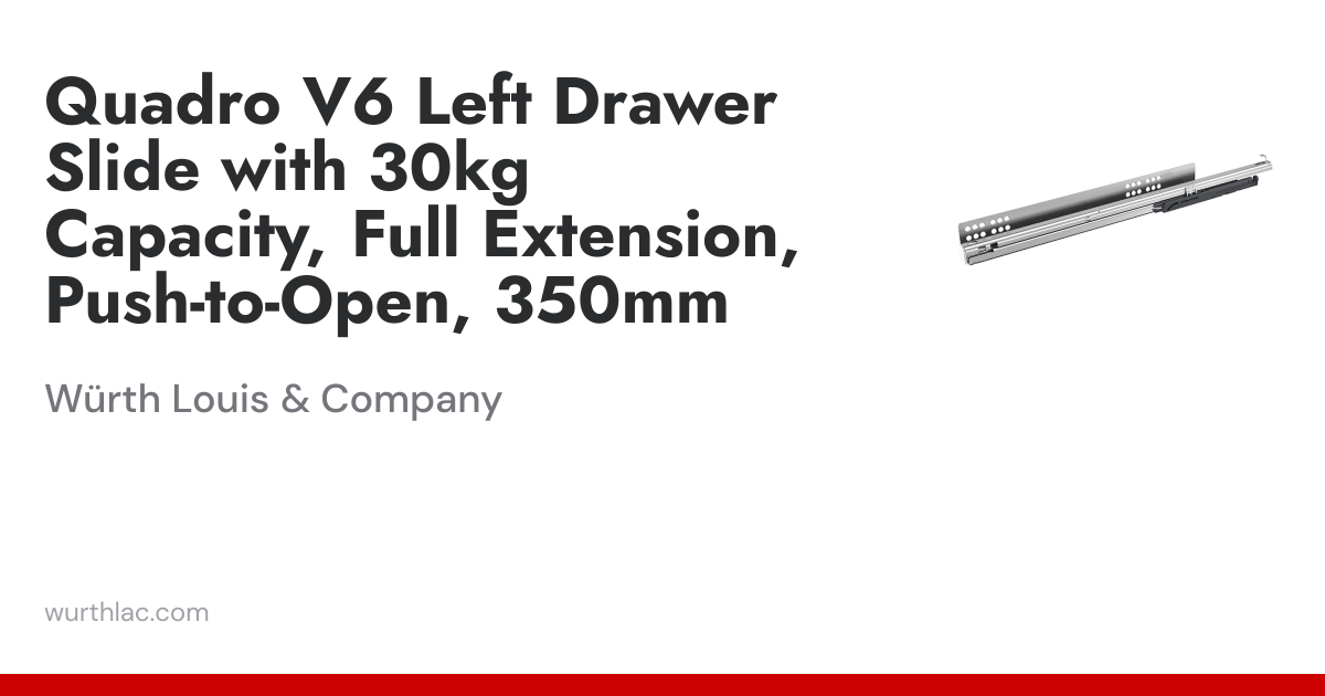 Quadro V6 Left Drawer Slide with 30kg Capacity, Full Extension, Push-to ...