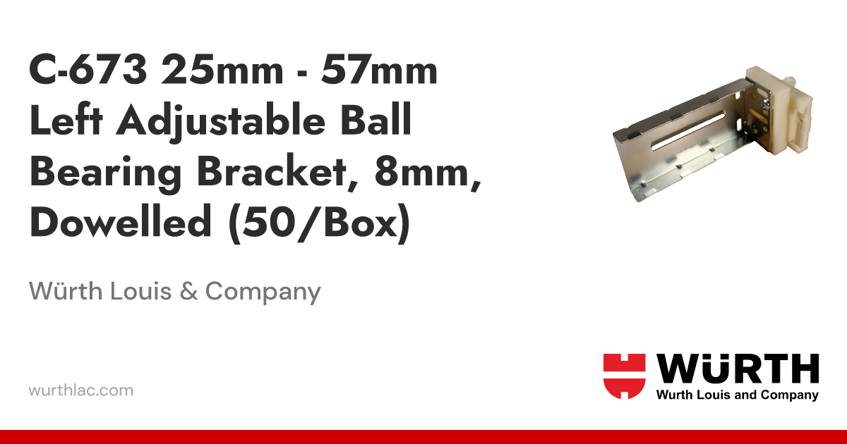 C-673 25mm - 57mm Left Adjustable Ball Bearing Bracket, 8mm, Dowelled ...