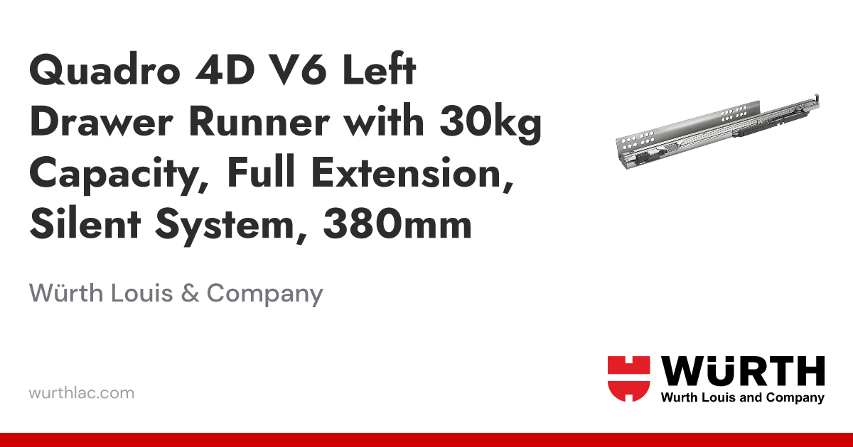 Quadro 4D V6 Left Drawer Runner with 30kg Capacity, Full Extension ...