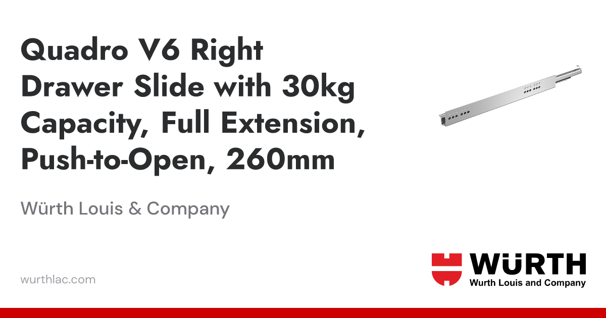 Quadro V6 Right Drawer Slide with 30kg Capacity, Full Extension, Push ...