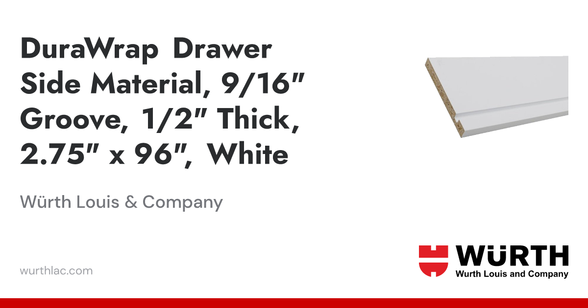 DuraWrap Drawer Side Material, 9/16" Groove, 1/2" Thick, 2.75" x 96 ...