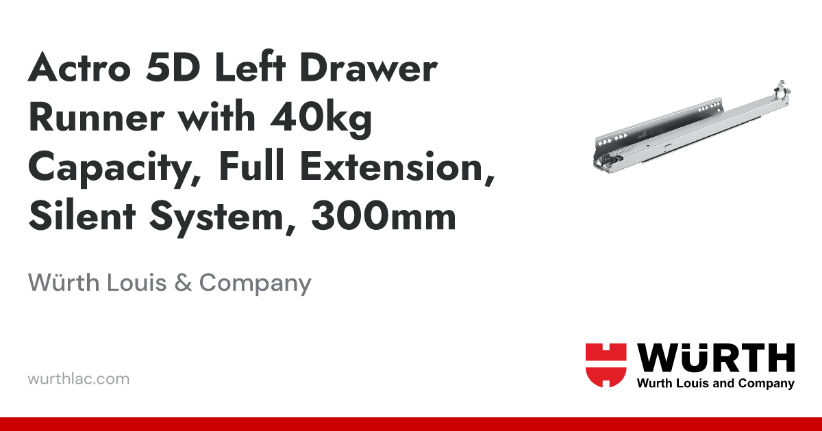 Actro 5D Left Drawer Runner with 40kg Capacity, Full Extension, Silent ...