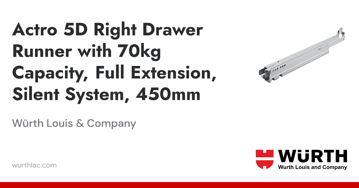Actro 5D Right Drawer Runner with 70kg Capacity, Full Extension, Silent ...