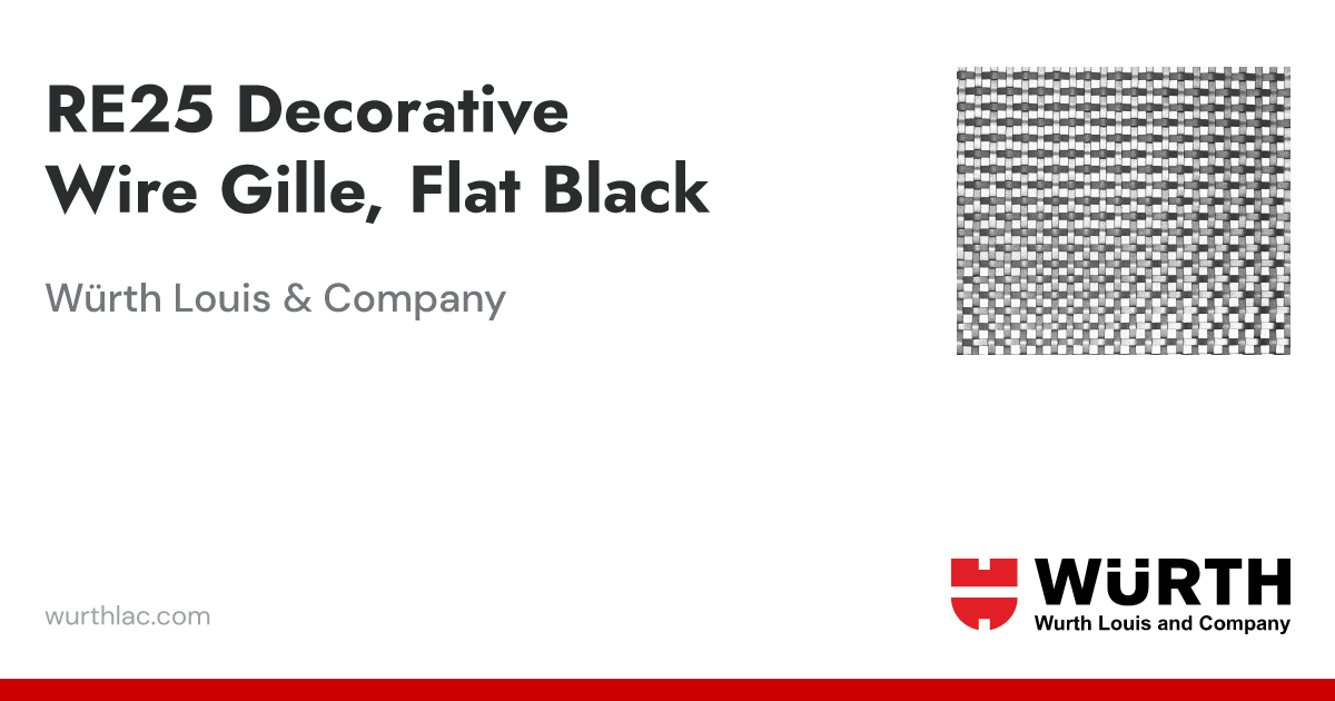RE25 Decorative Wire Gille, Flat Black | Würth Louis & Company
