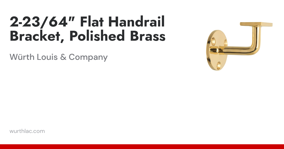 2-23/64" Flat Handrail Bracket, Polished Brass | Würth Louis & Company
