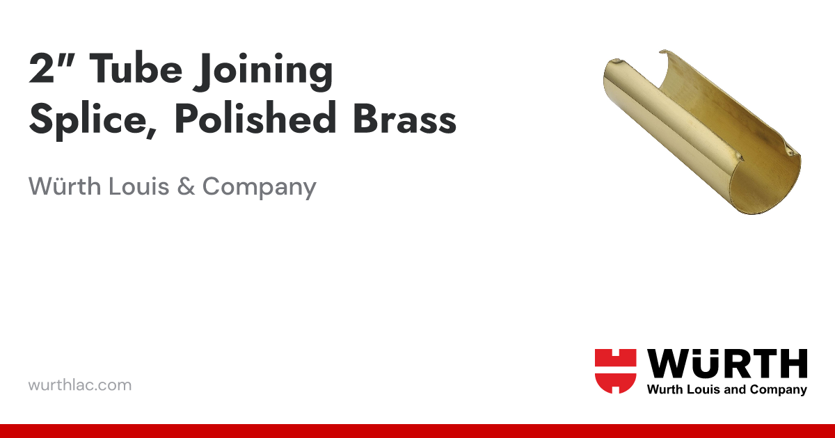 2" Tube Joining Splice, Polished Brass | Würth Louis & Company