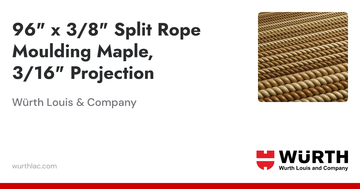 96" x 3/8" Split Rope Moulding Maple, 3/16" Projection | Würth Louis ...
