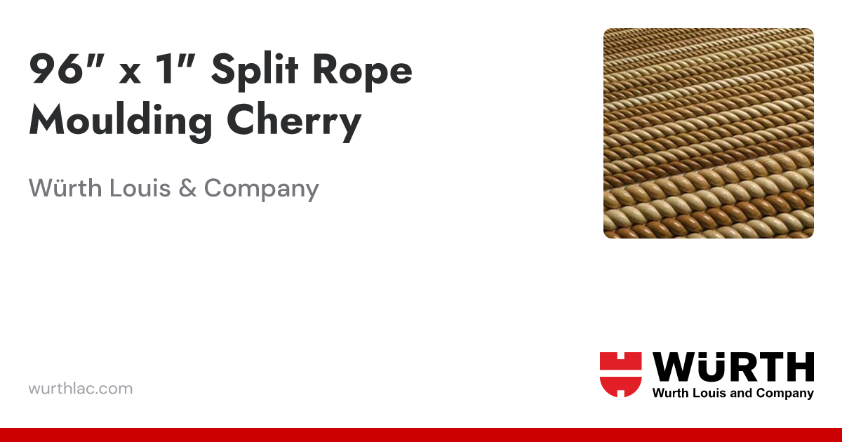 96" x 1" Split Rope Moulding Cherry | Wurth Louis and Company