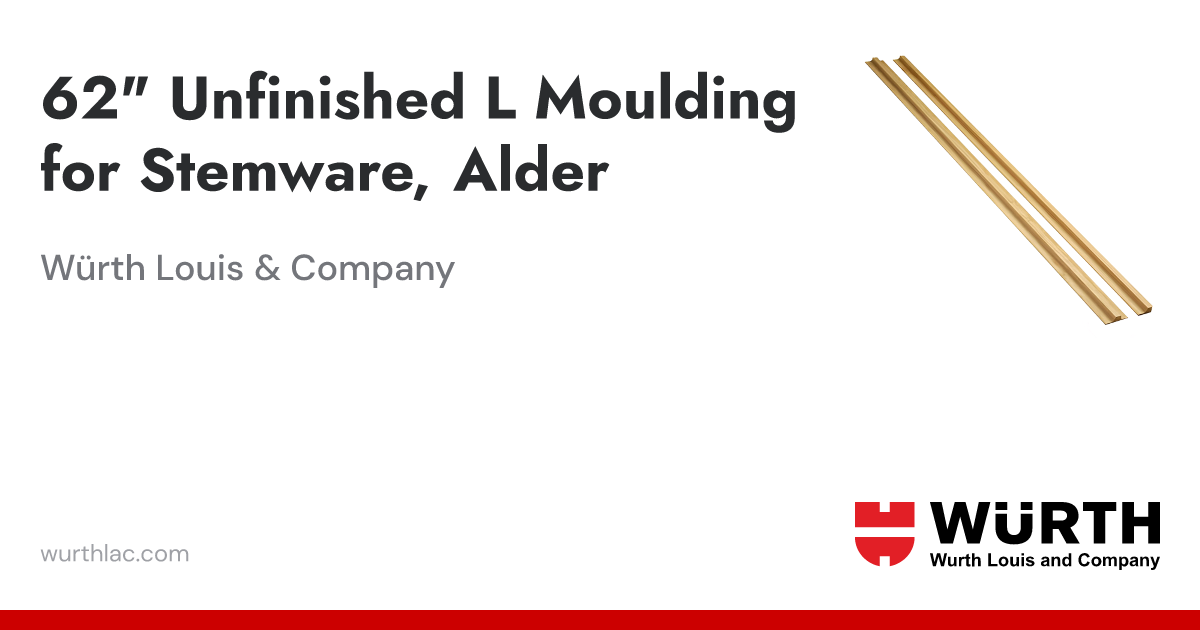 62" Unfinished L Moulding for Stemware, Alder | Wurth Louis and Company