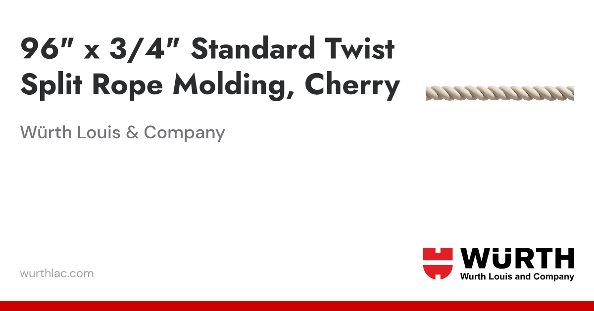 96" x 3/4" Standard Twist Split Rope Molding, Cherry | Würth Louis ...