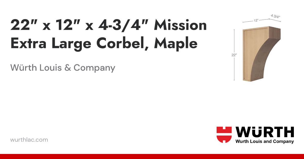 22" x 12" x 4-3/4" Mission Extra Large Corbel, Maple | Würth Louis ...
