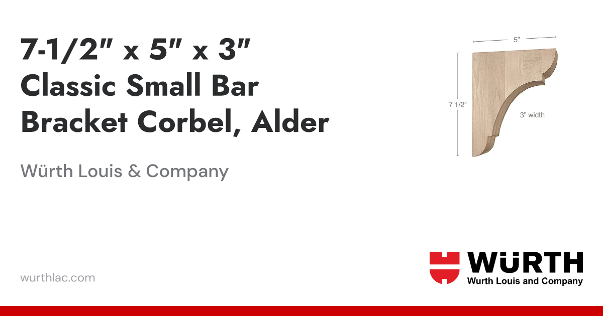 7-1/2" x 5" x 3" Classic Small Bar Bracket Corbel, Alder | Würth Louis ...