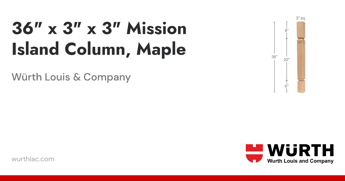 36" x 3" x 3" Mission Island Column, Maple | Würth Louis & Company