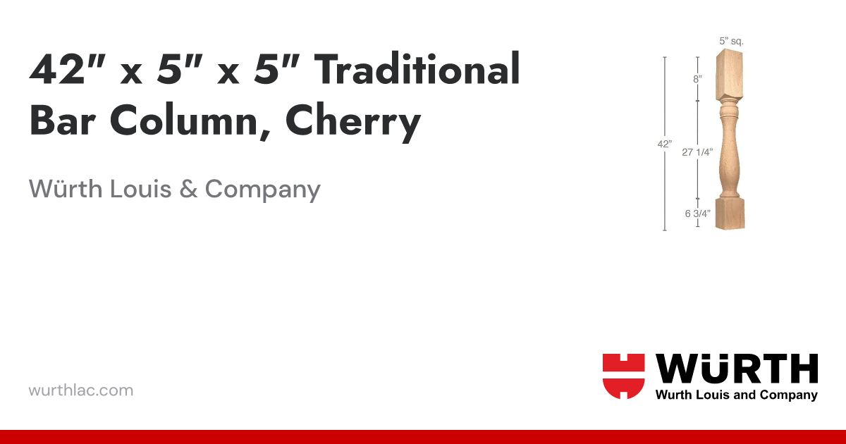 42" x 5" x 5" Traditional Bar Column, Cherry | Würth Louis & Company