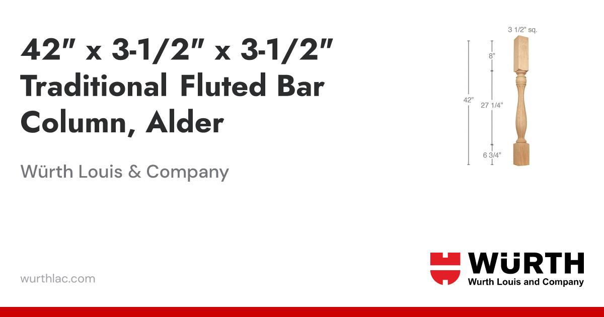 42" x 3-1/2" x 3-1/2" Traditional Fluted Bar Column, Alder | Würth ...