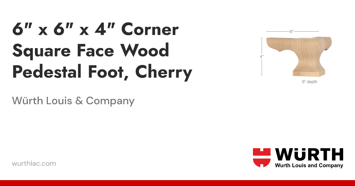 6" x 6" x 4" Corner Square Face Wood Pedestal Foot, Cherry | Würth ...