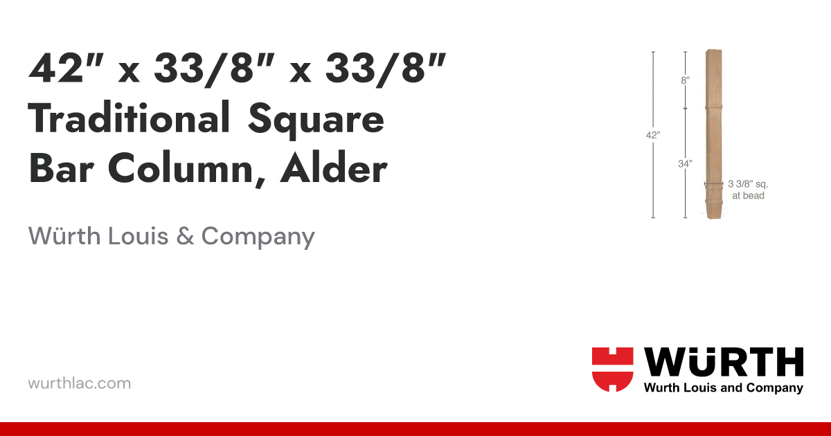 42" x 33/8" x 33/8" Traditional Square Bar Column, Alder | Würth Louis ...