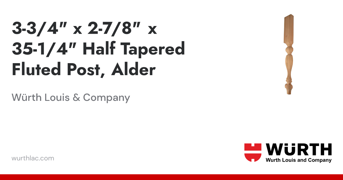 3-3/4" x 2-7/8" x 35-1/4" Half Tapered Fluted Post, Alder | Würth Louis ...