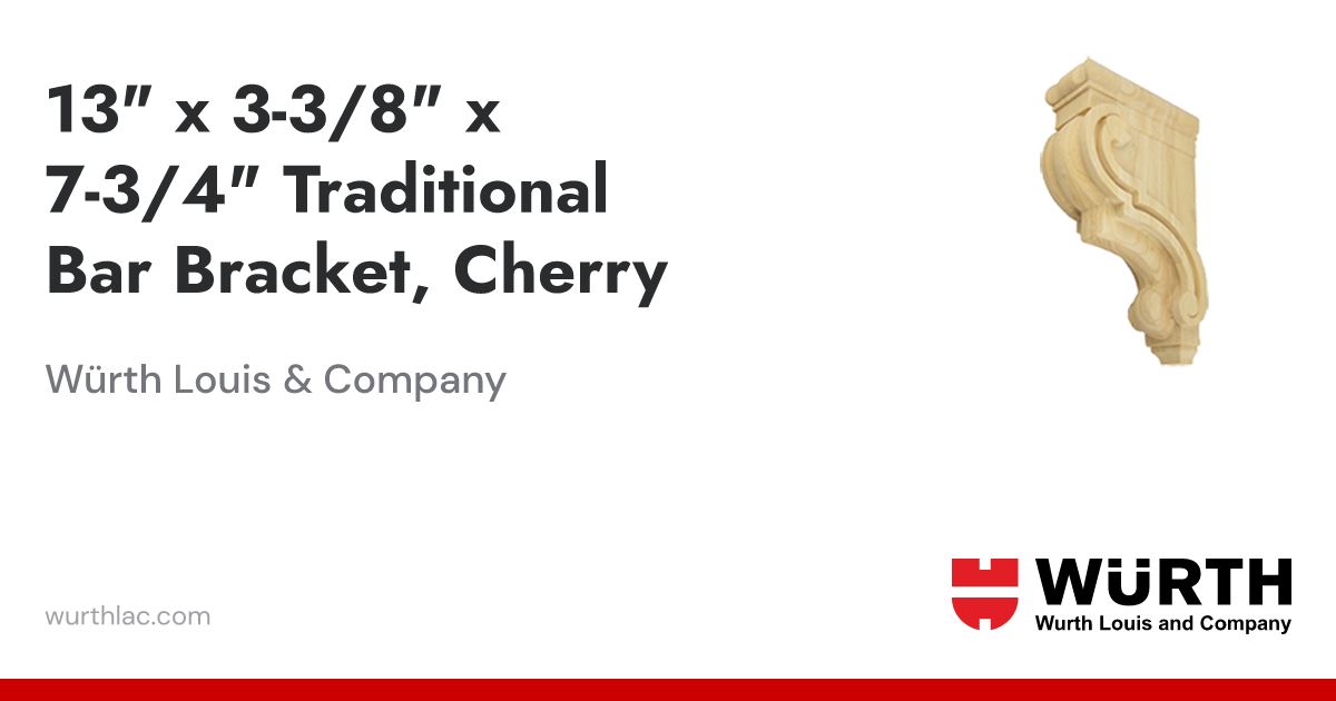 13" x 3-3/8" x 7-3/4" Traditional Bar Bracket, Cherry | Würth Louis ...