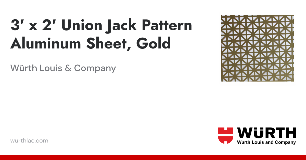 3' x 2' Union Jack Pattern Aluminum Sheet, Gold | Würth Louis & Company