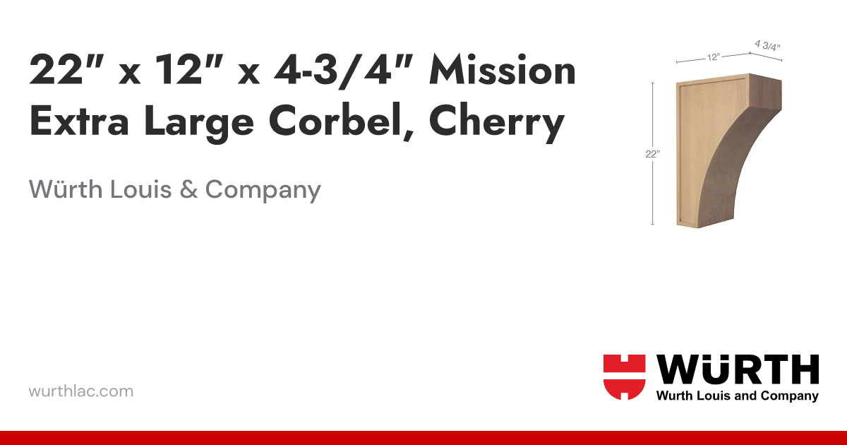 22" x 12" x 4-3/4" Mission Extra Large Corbel, Cherry | Würth Louis ...