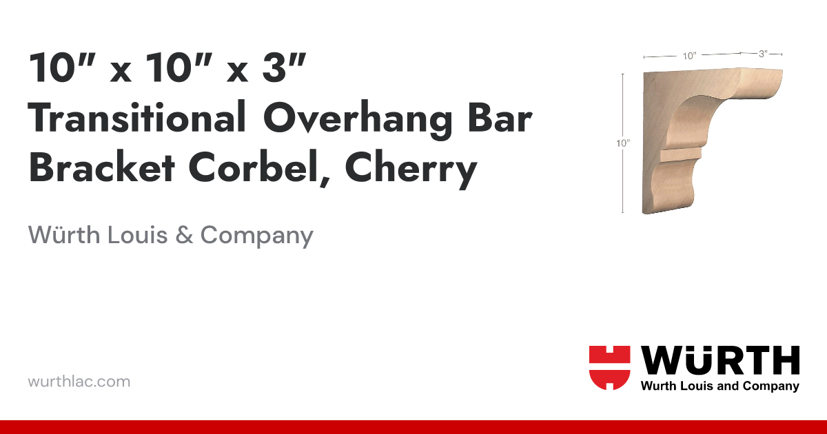 10" x 10" x 3" Transitional Overhang Bar Bracket Corbel, Cherry | Würth ...