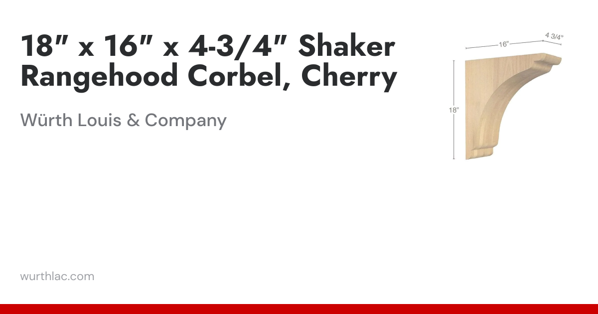 18" x 16" x 4-3/4" Shaker Rangehood Corbel, Cherry | Würth Louis & Company