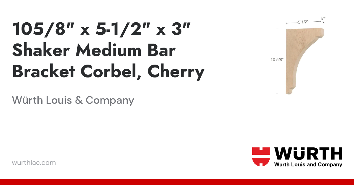 105/8" x 5-1/2" x 3" Shaker Medium Bar Bracket Corbel, Cherry | Würth ...