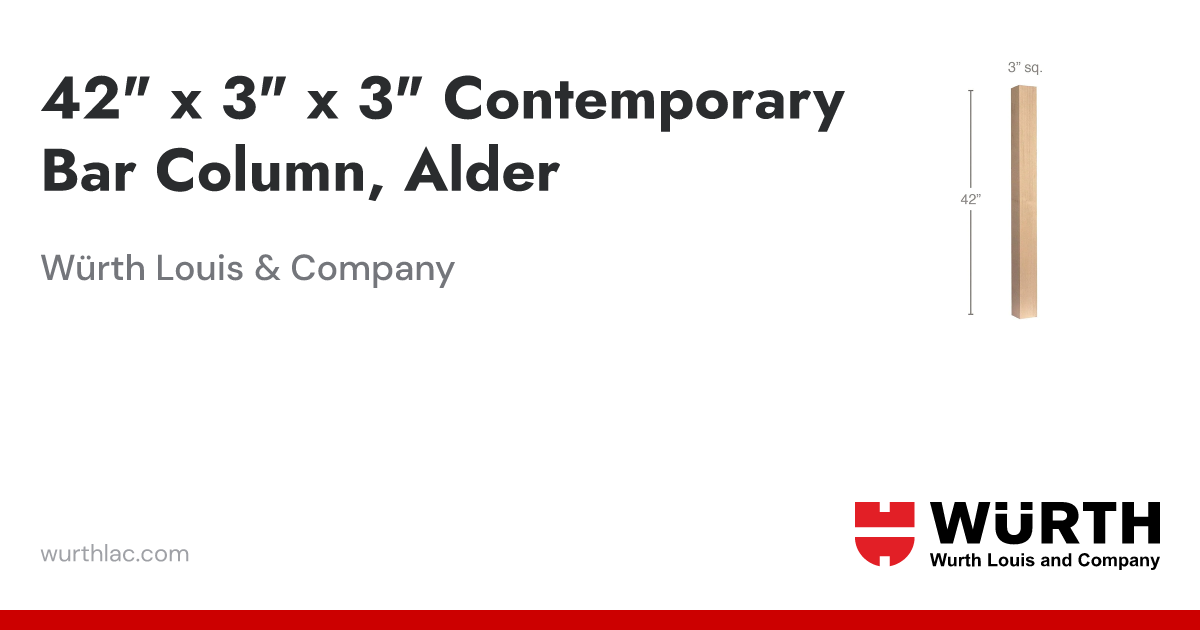 42" x 3" x 3" Contemporary Bar Column, Alder | Würth Louis & Company